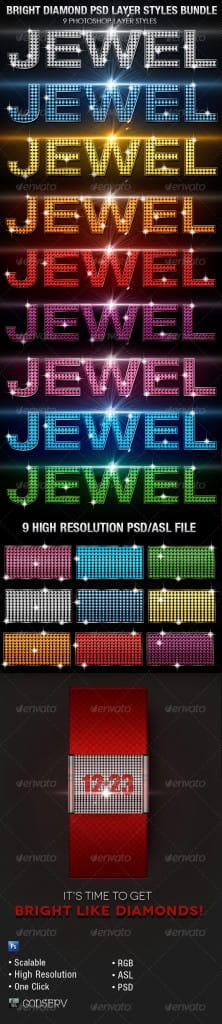 Bright Diamond Photoshop Layer Styles Bundle - GraphicMule