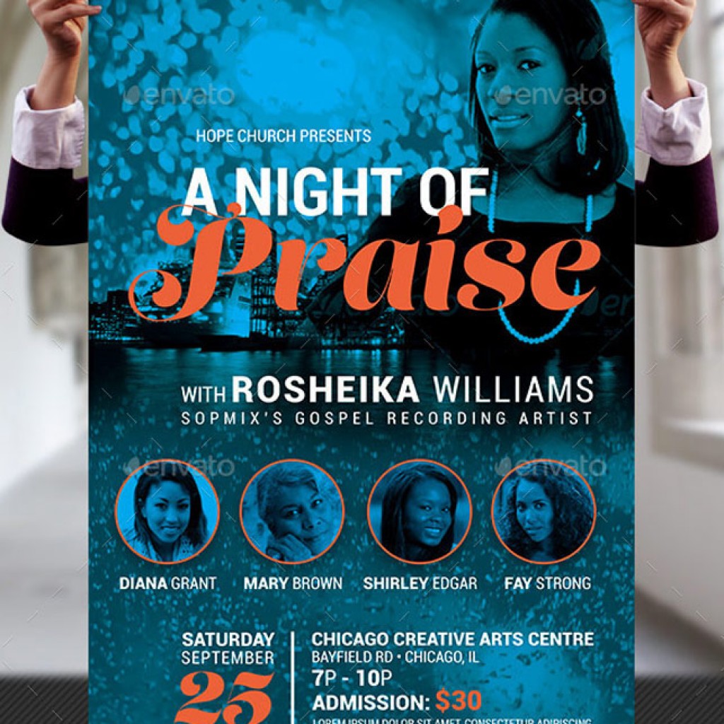 Worship Concert Flyer Template - GraphicMule