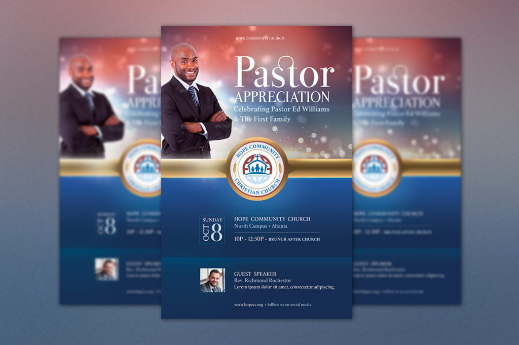 Pastor Appreciation Flyer Poster Template - GraphicMule