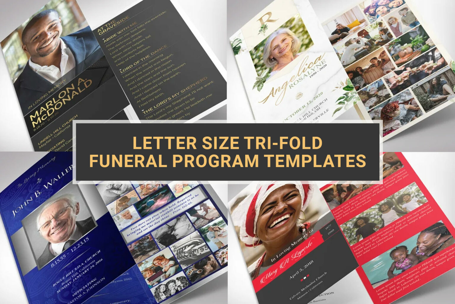 Trifold Funeral Program Templates - Letter Size - GraphicMule