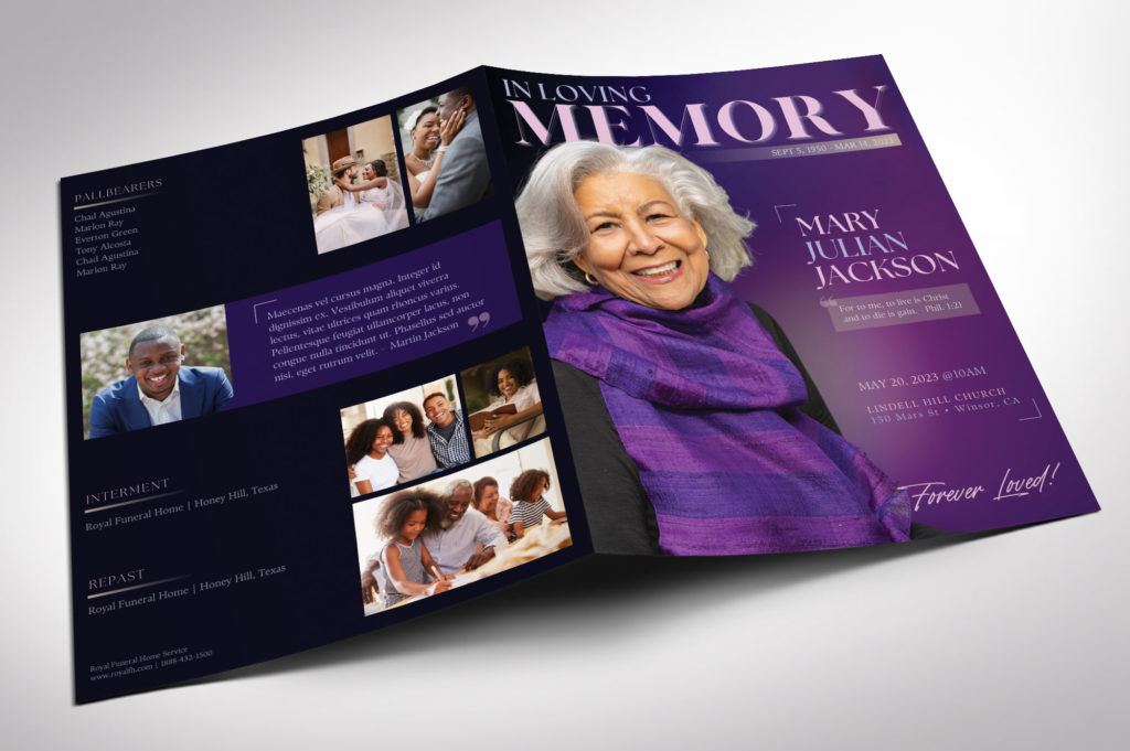Magazine-Style Funeral Program Canva Template | Graphicmule